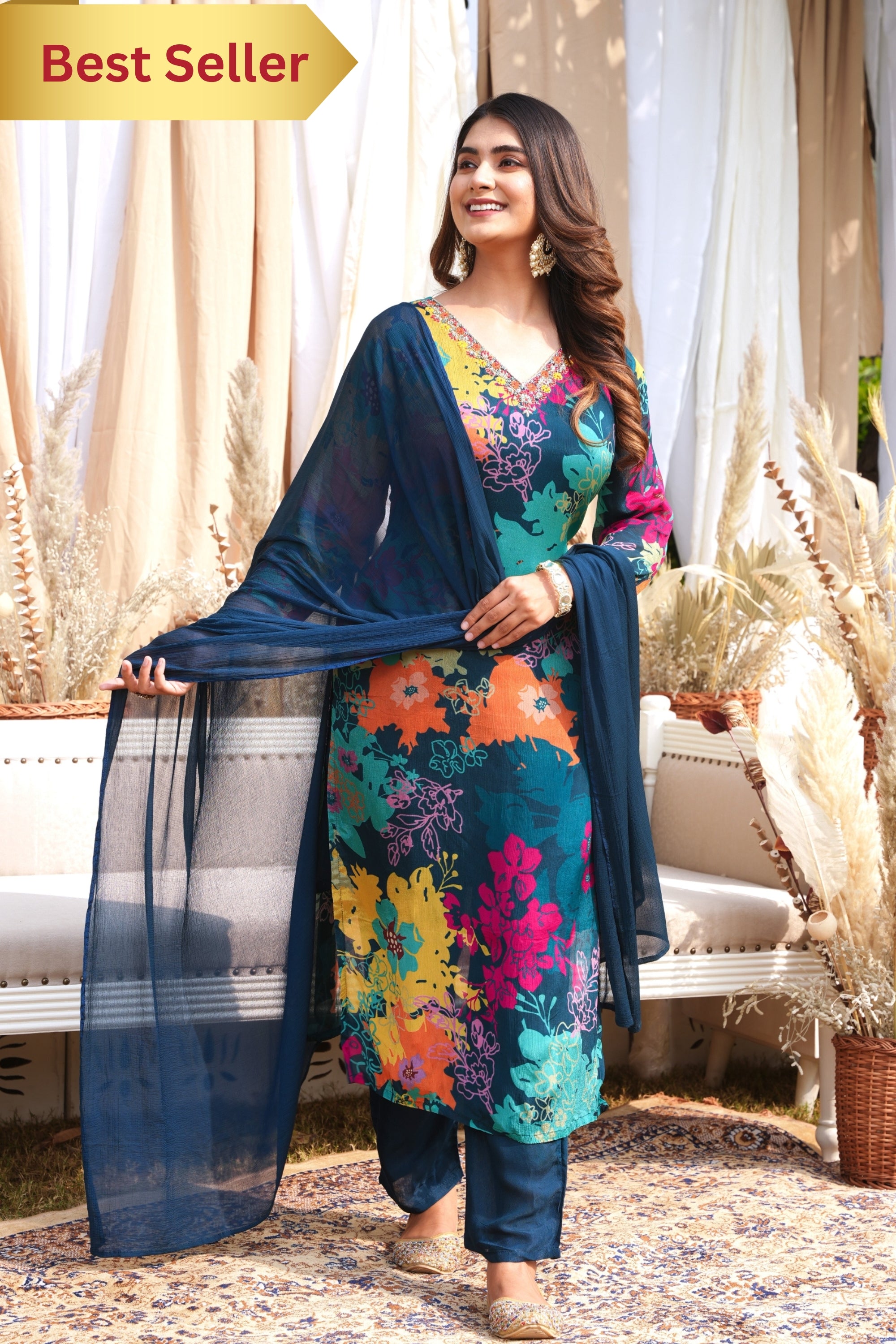 WOMEN'S FLORAL PRINTED - DABKA, DOREE & CUTDANA EMBROIDERED - STRAIGHT – Showstopper